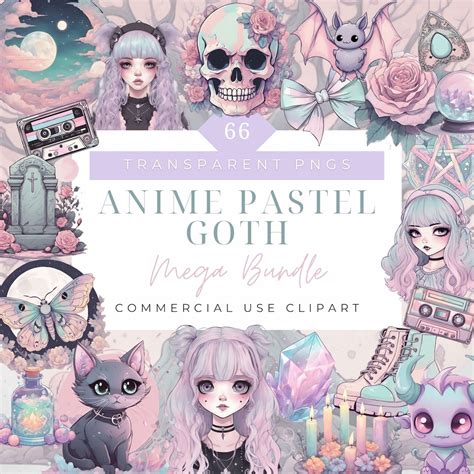 Pastel Goth Clipart Pastel Color Anime Halloween Witchy Occult Gothic