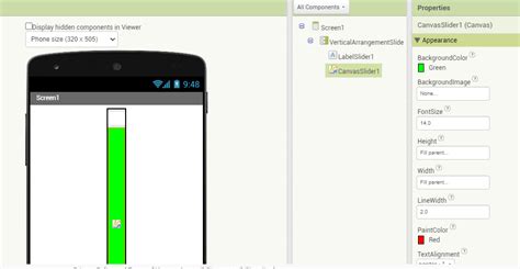 vertical slider appears as a non visible component mit app inventor help mit app inventor