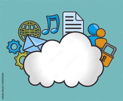 Cloud Computing Data Icon Vector Illustration Graphic Stock Vector