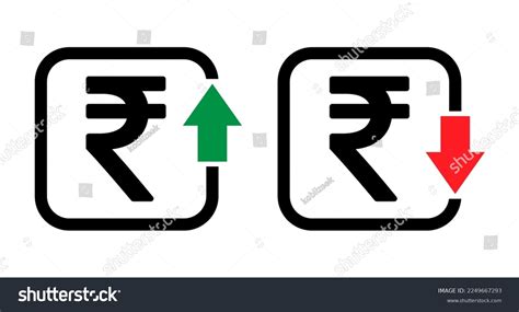 Set Cost Symbol Rupee Increase Decrease Stock Vector Royalty Free