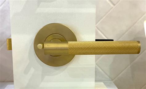 Knurled Satin Brass Door Handle Privacy Flooring Bathrooms Interiors