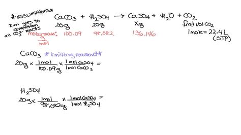 Mole 20 G Of Caco3 And 20 G Of H2so4 React To Give Caso4 Along With