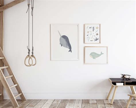 Wal Art Print Wal Aquarell Ozean Wandkunst Unter Dem Meer Kinderzimmer