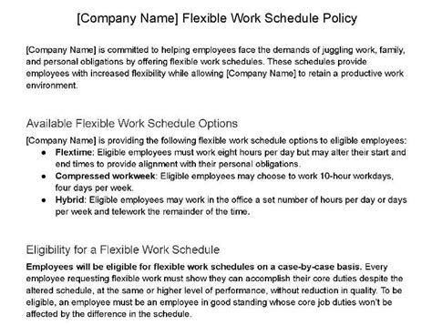 What Is A Flexible Work Schedule Policy Free Template