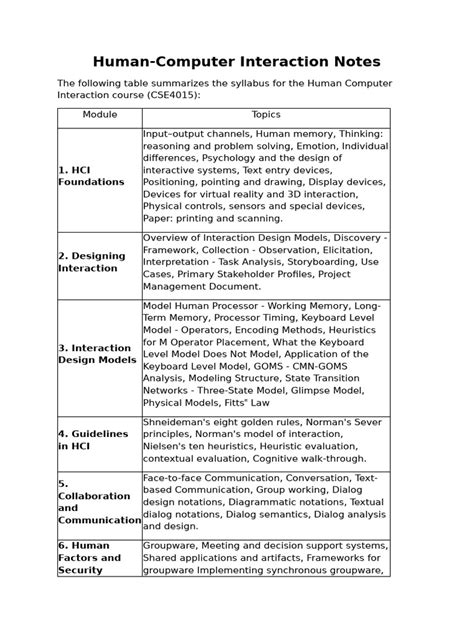 Human Computer Interaction Notes Pdf Usability Virtual Reality