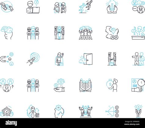 Public Engagement Linear Icons Set Dialogue Collaboration Consultation Interaction