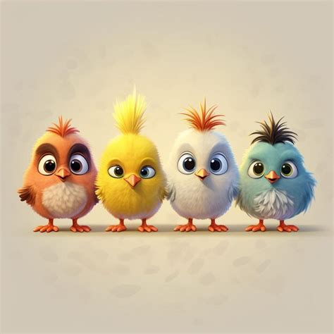 Premium Photo Four Colorful Birds Are Lined Up In A Row One Of Which