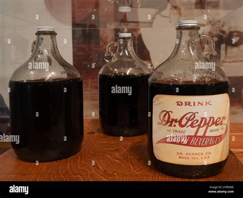 Vintage Bottles Of Dr Pepper On Display At The Dr Pepper Museum In