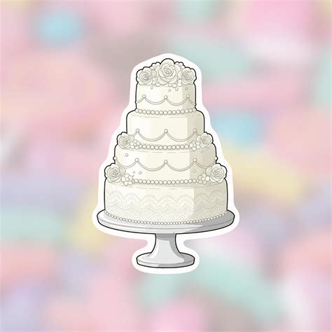 Wedding Cake Sticker Buttercream Cake Sticker Laptop Sticker Water