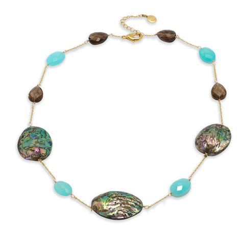 Connie Craig Carroll Jewelry Multicolor Abalone And Gemstone Necklace Hsn