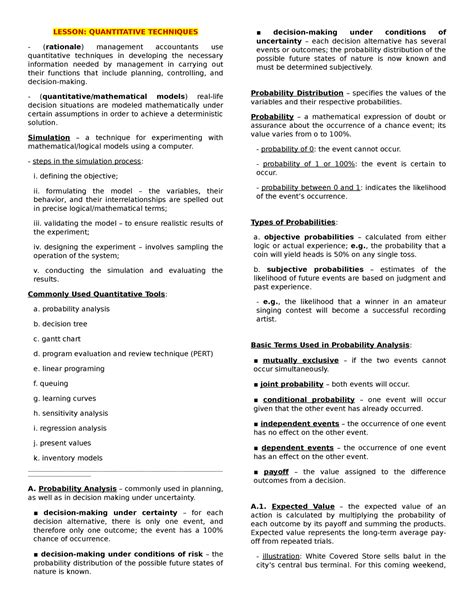 Quantitative Techniques