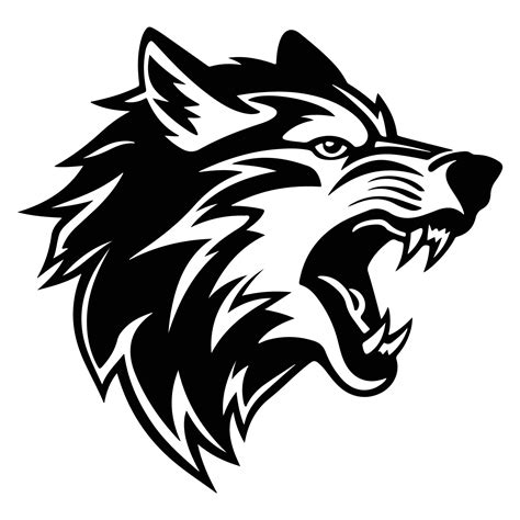 Angry Wolf Face Side Wolf Mascot Logo Wolves Black And White Animal