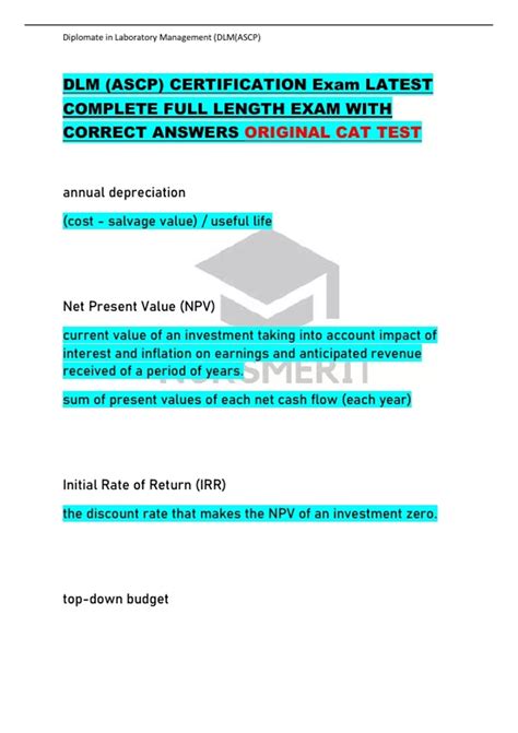 Dlm Ascp Certification Exam Latest 20252026 Complete Full Length