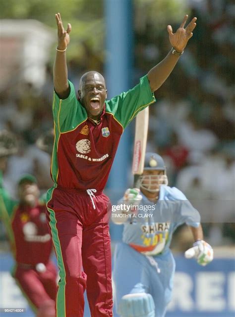 West Indies Bowler Cameron Cuffy Looks For A Call From The Umpire As News Photo Getty Images
