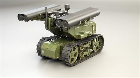 Military Tracked Robot V2 Military Green 3d Model By Q Lee