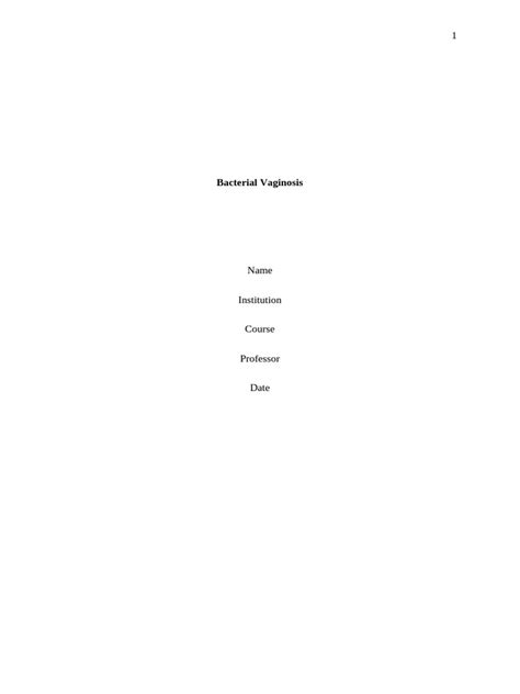 Bacterial Vaginosis Pdf Health Sciences Clinical Medicine