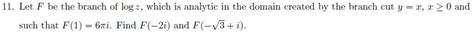 Solved Let F Be The Branch Of Log Z Which Is Analytic Chegg