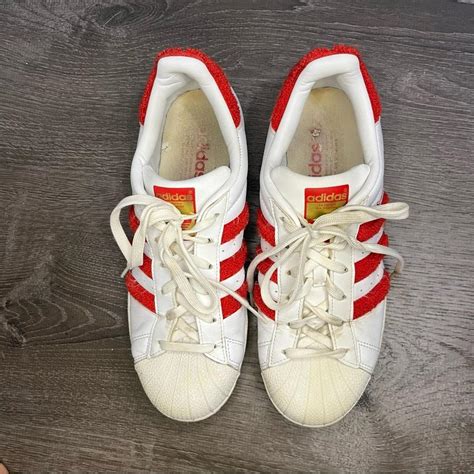 Adidas Shell Toe Rare Red Terry Trim Superstar Depop