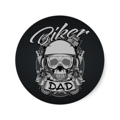 Biker Dad Classic Round Sticker