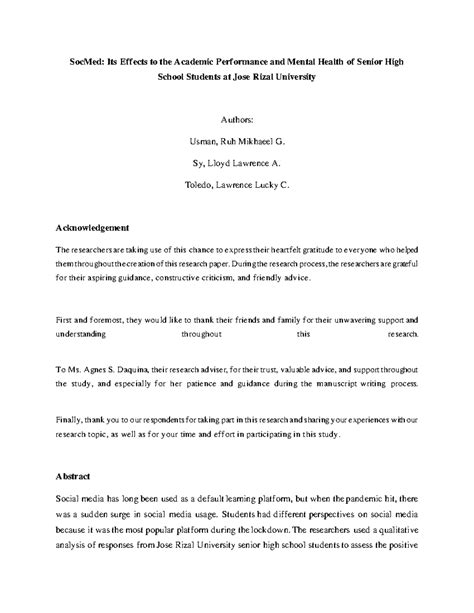 Soc Med Research Paper 2022 Socmed Its Effects To The Academic