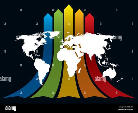 White World Map On A Rainbow Background Conceptual Business