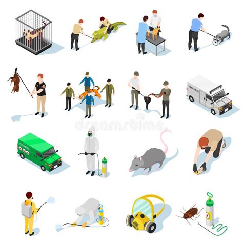 Pest Control Isometric Icons Stock Vector Illustration Of Decorative