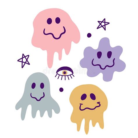 Halloween Ghost Shape Hand Drawn Cute Spirit Silhouette Stock Vector