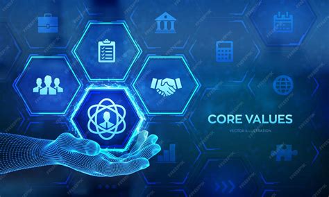 Premium Vector Core Values Icon In Wireframe Hand Responsibility