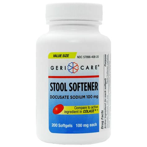 Docusate Sodium 100mg Stool Softener Laxative 100 Softgels