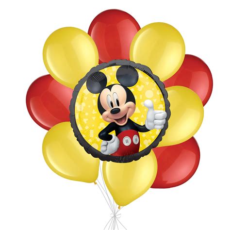 Mickey Mouse Forever Balloon Bouquet With Latex Balloons Red Yellow