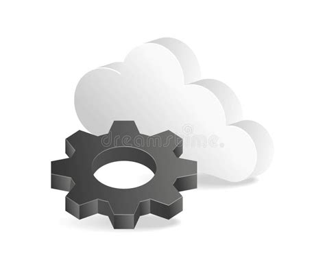 Flat Isometric 3d Illustration Of Gear And Cloud Server Concept Stock
