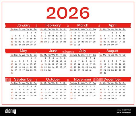 Calendar Page March 2026 Stock Vector Images Alamy