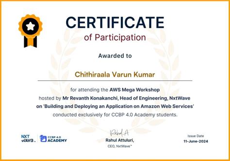 Varun Kumar Chithiraala On Linkedin Nxtwave Ccbp Aws