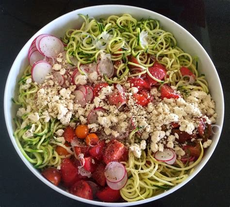 Fresh Summer Salad With Spiral Zucchini Noodles Vine Ripened