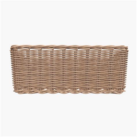 Rectangular Wicker Basket 01 Light Brown 3d Model Download Tableware