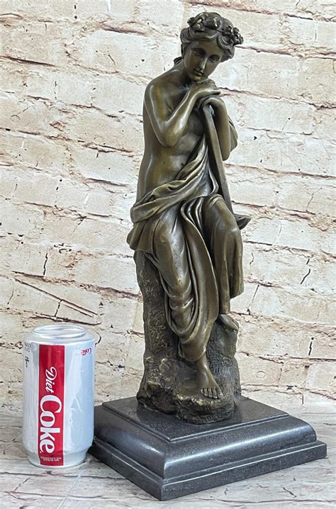 Handcrafted Detailed Nude Victorian Style Female Worker Bronze Sculptu