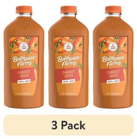 3 Pack Bolthouse Farms Vegetable Juice Smoothie 100 Carrot 52 Fl