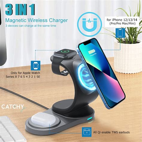 3 In 1 Fast Wireless Charging Stand Carved Design