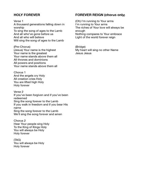 Holy Forever Lyrics And Chords Pdf