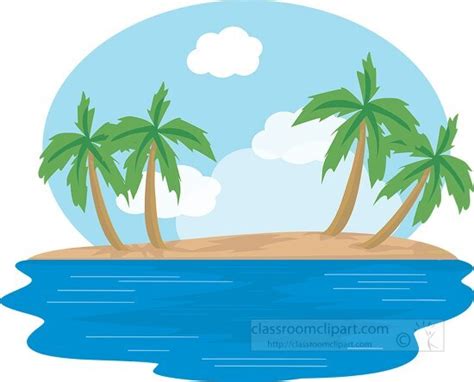 Tresure Chest On Deserted Island With Palm Trees Clipart Classroom