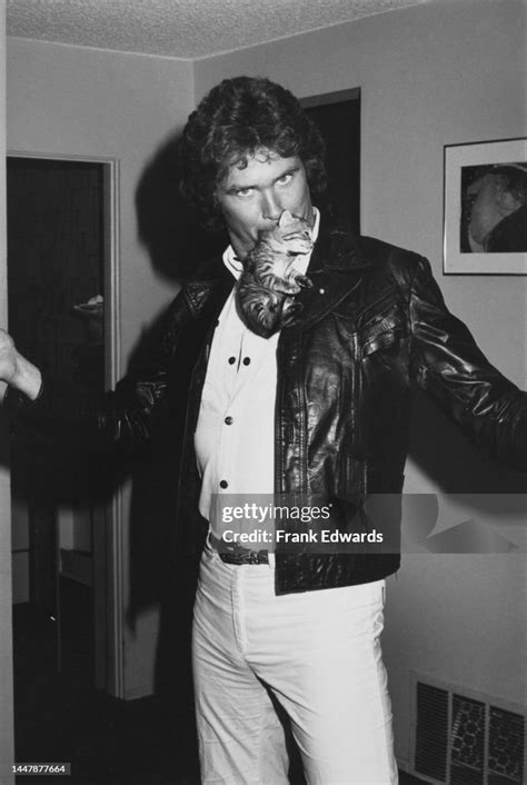 American Actor And Singer David Hasselhoff Wearing A Black Leather