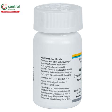 Thuốc Vemlidy 25mg điều Trị Bệnh Lý Viêm Gan B Mạn Tính Trên Người Lớn