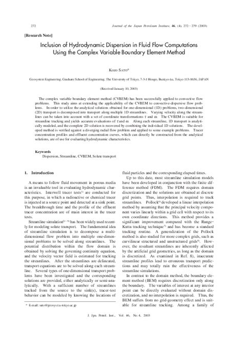 Pdf Inclusion Of Hydrodynamic Dispersion In Fluid Flow Computations