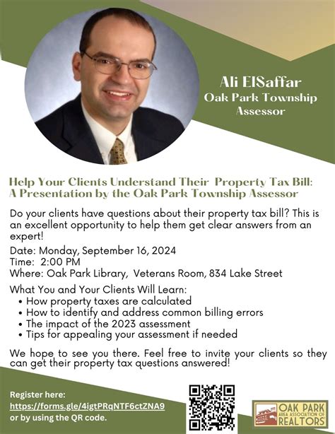 Join Oak Park Township Assessor Ali Elsaffar For A Presentation On Understanding Property Tax