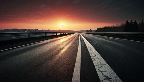 The Way Forward Empty Road Vanishing Point Generated By Ai Stock Image Image Of Sunset Lane