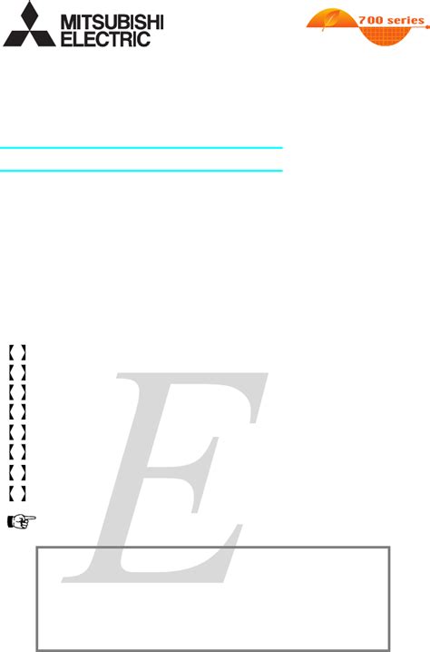 Mitsubishi Electric Fr E700 Inverter Instruction Manual Pdf View Download