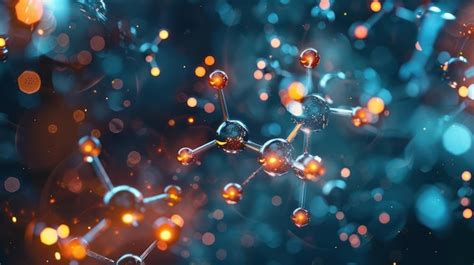 A Conceptual Image Of Glowing Atoms In A Molecular Structure With A