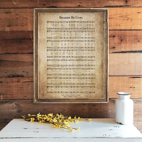 Because He Lives Digital Download Vintage Wall Art Print Church Hymn Religious Poster Bible