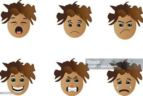 Ilustración De Caras De Un Niño Y Más Vectores Libres De Derechos De