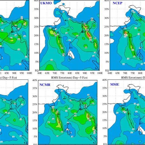 Spatial Distribution Of Rmse Of Rainfall Mm Based On Day 5 Forecast